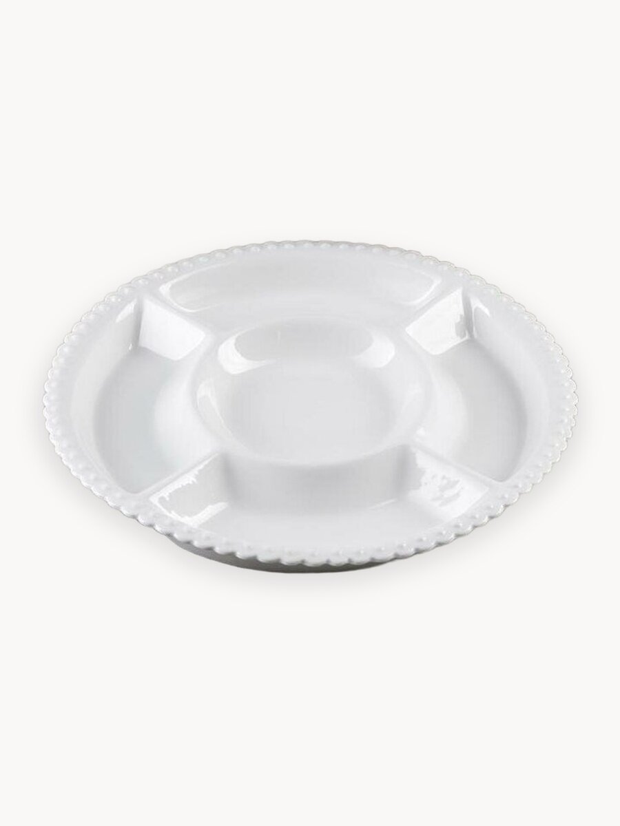 Менажница фарфоровая 5 ячеек Magistro «Лакомка», d=30 см, цвет белый