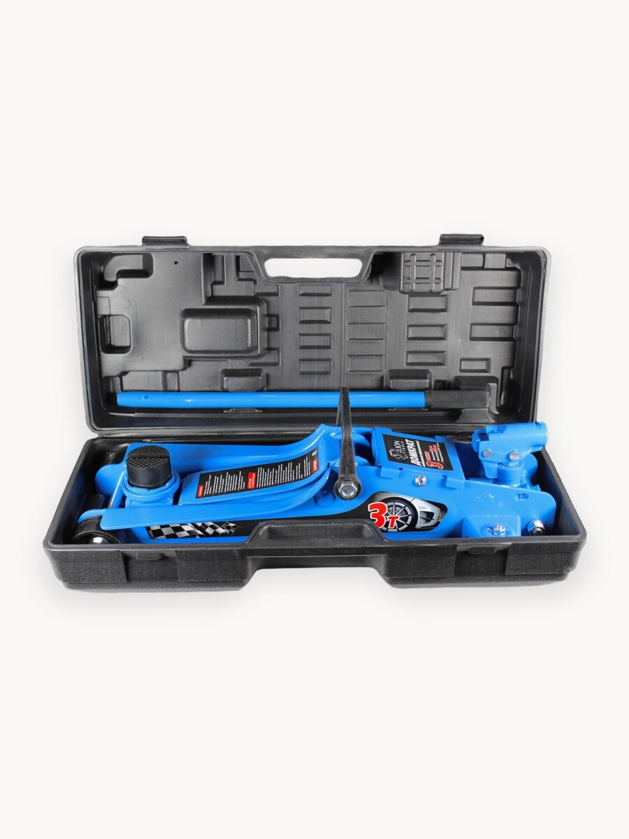 Домкрат LION TOOLS гидравлический подкатной 3 т 85-385 мм с поворотной ручкой 360° в кейсе