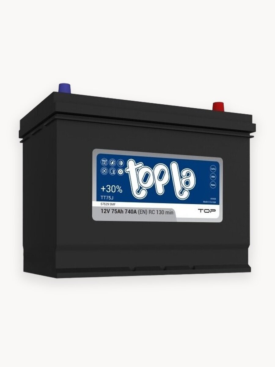 Аккумулятор Topla Top JIS TT75J 57529 SMF (118875), 259x173x218, обратная полярность, 75 Ач