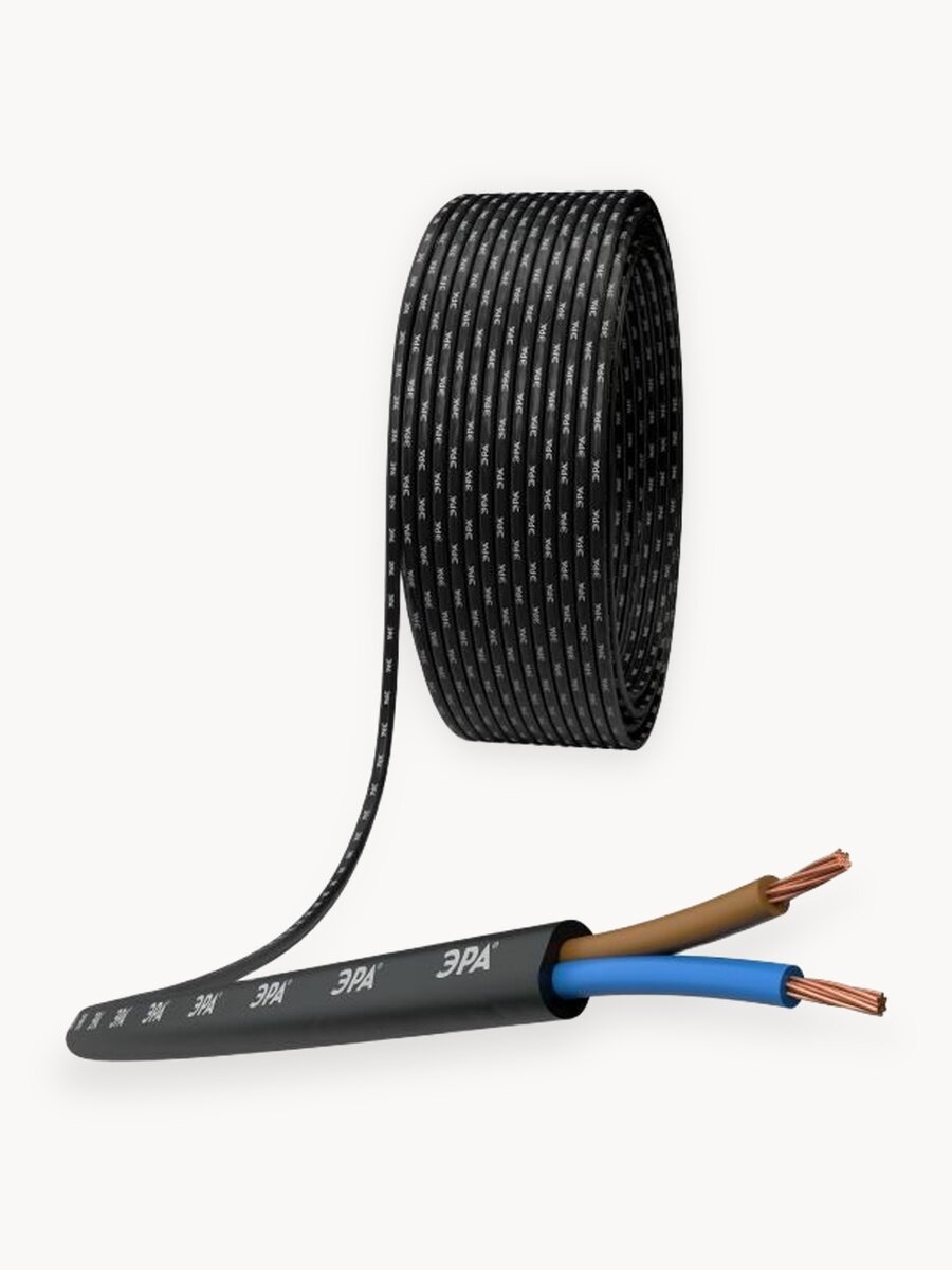 Электрический провод ЭРА ШВВП 2х0,75 мм2 5м чёрный
