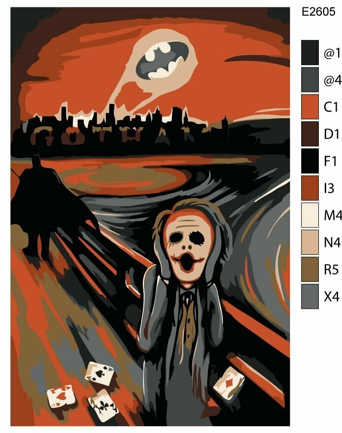 Детская картина по номерам E2605 "Мем картина Джокер и Бэтмен" 20x30