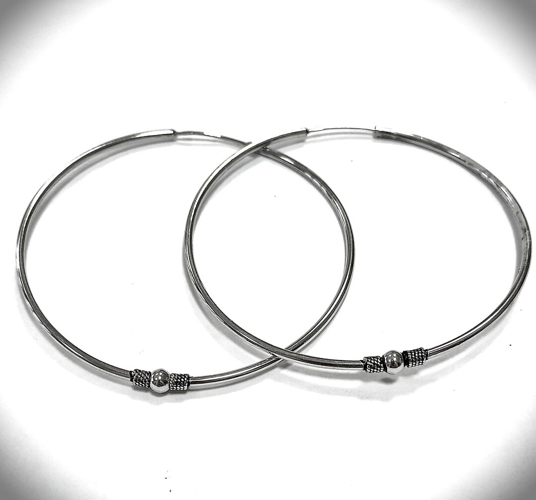 Серьги конго, серебро, 925 проба, родирование