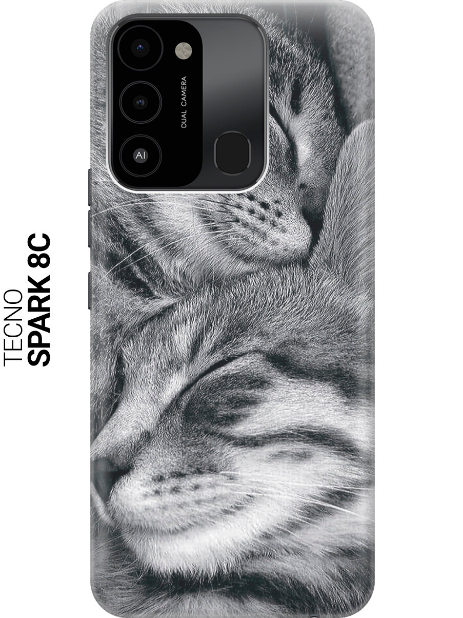 Силиконовый чехол на Tecno Spark 8C / Go 2022 / Техно Спарк 8С / Го 2022 с рисунком "Милующиеся котики"