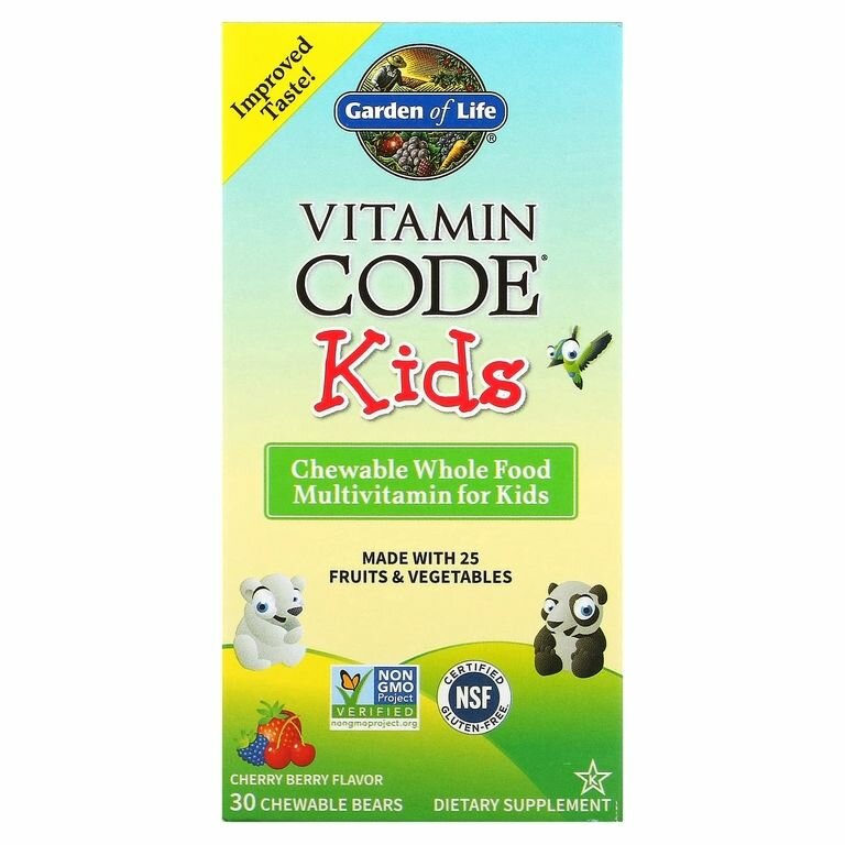 Garden of Life, Vitamin Code, Мультивитамины 4+, 30 жевательных медведей