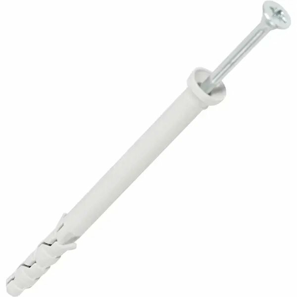 Дюбель с цилиндрическим бортиком Standers PNDS 6x80 мм, с шурупом 4x80 мм, нейлон, 10 шт.