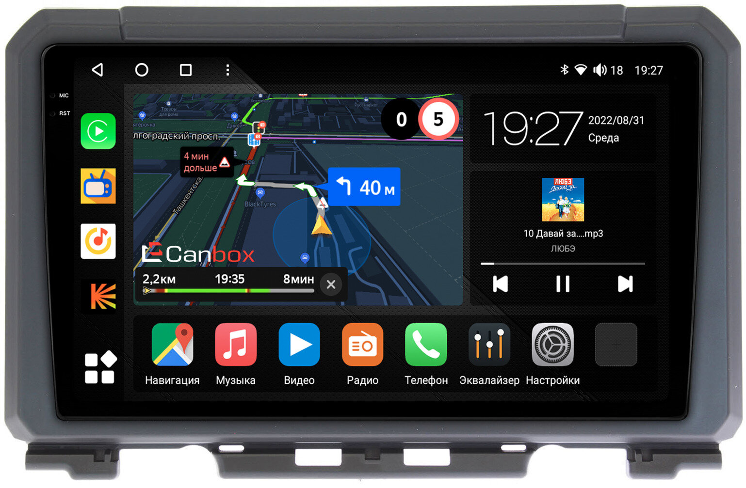 Штатная магнитола Suzuki Jimny 4 2018-2024 Canbox M-Line 2K 4177-9216 на Android 10 (4G-SIM, 2/32, DSP, QLed)