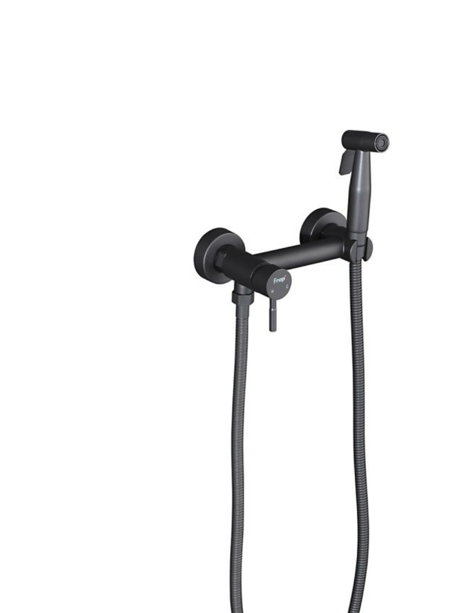 Гигиенический душ с настенным смесителем Frap F7503-9 оружейная сталь