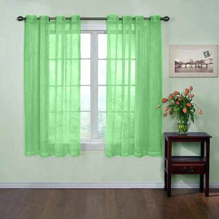 Короткий тюль на люверсах цвет фисташковый Цена за -2 шт. КОР-ЛЮВ-1 шир. ( 135 см выс. 180см)