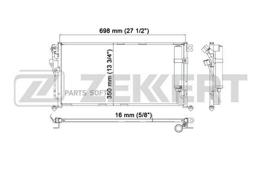 ZEKKERT MK-3050 Радиатор кондиционера Mitsubishi Lancer VII 03- ()