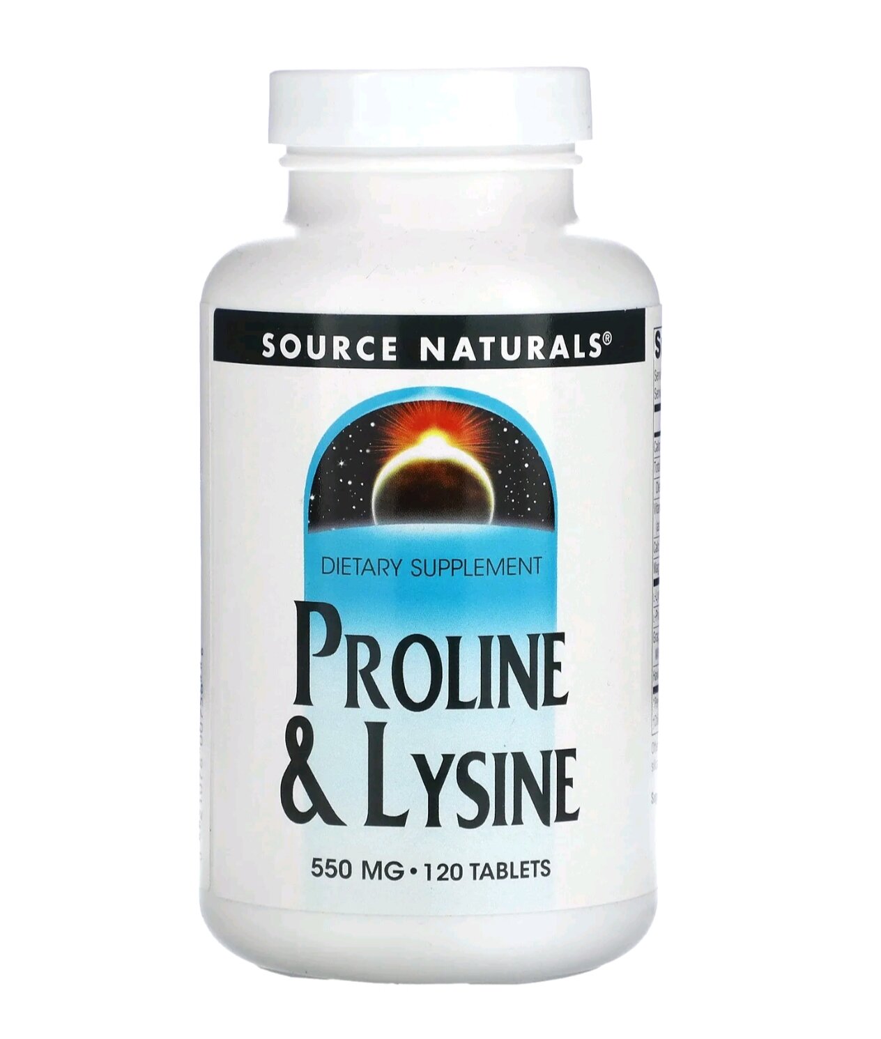 Source Naturals, L-пролин и L-лизин, 550 мг, 120 таблеток