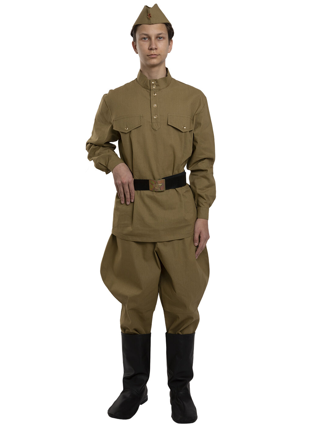 Мужская военная форма гимнастерка с брюками-галифе р.164-170 (р.44-46) диагональ, хаки