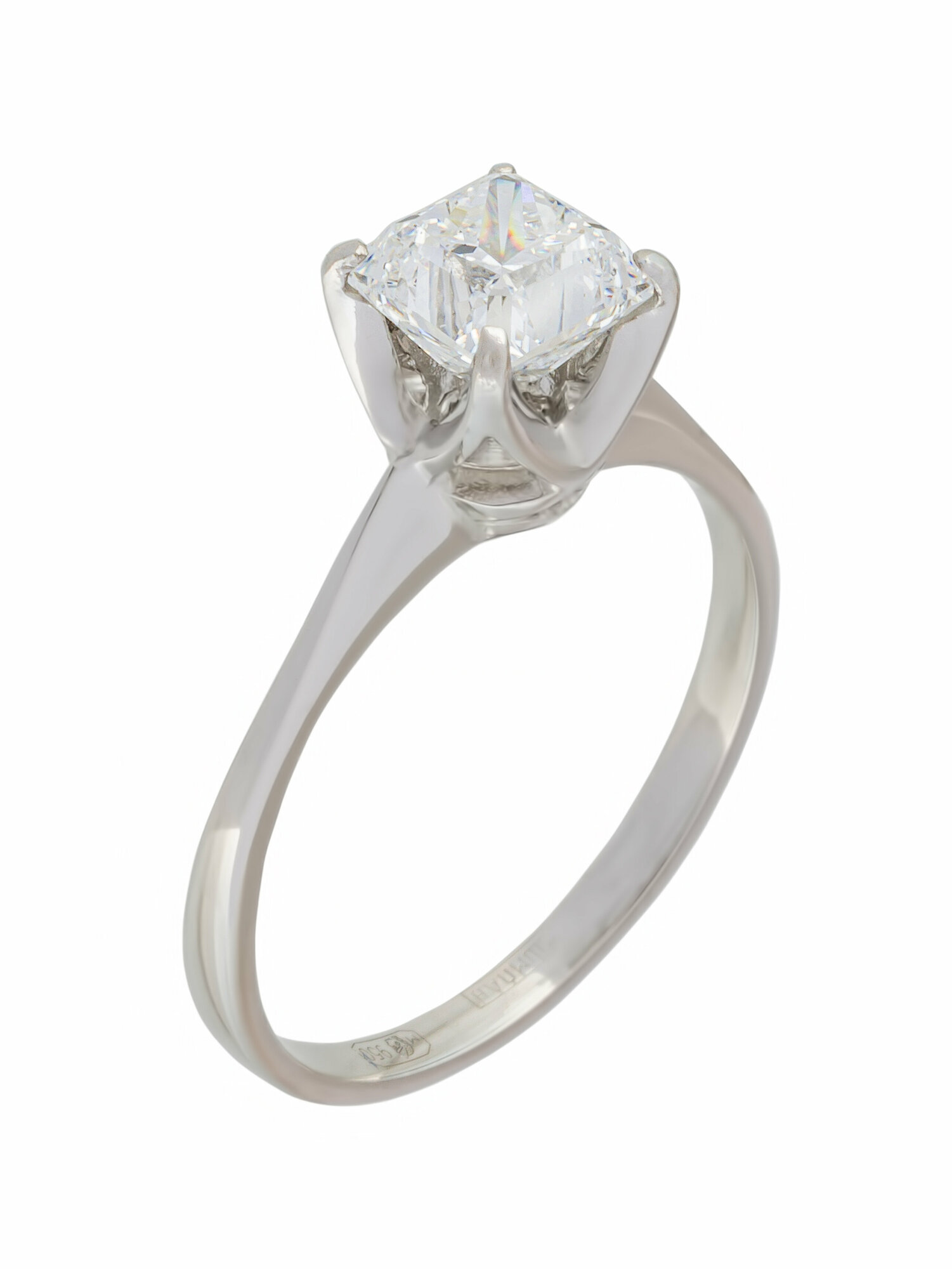 Кольцо помолвочное, платина, 950 проба, родирование, бриллиант