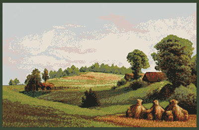 Схема для вышивания цветная А3 ДК-500 Сенокос детальная карта с обозначениями