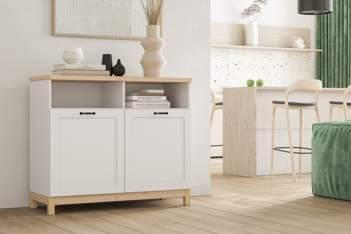 Комод Техас-8 МДФ Белый для документов для книг для обуви для одежды для посуды 110*93.2*45