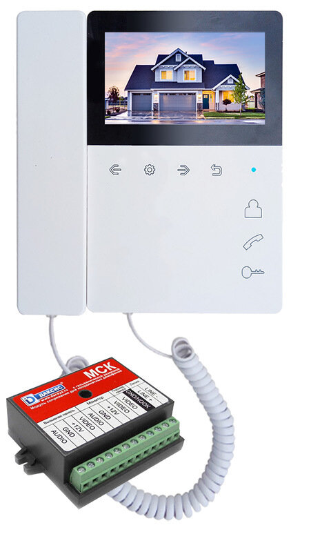 Монитор видеодомофона Tantos Elly с трубкой + блок сопряжения МСК-Г/ домофон для дома (для координатных систем типа CYFRAL, ETLIS, метаком, VIZIT)