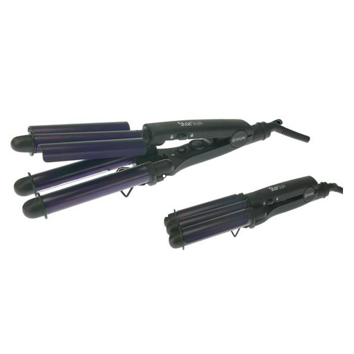 Плойка-волна DEWAL Star Style, тройная, турмалин, с механ. терм. 03-020 (*)