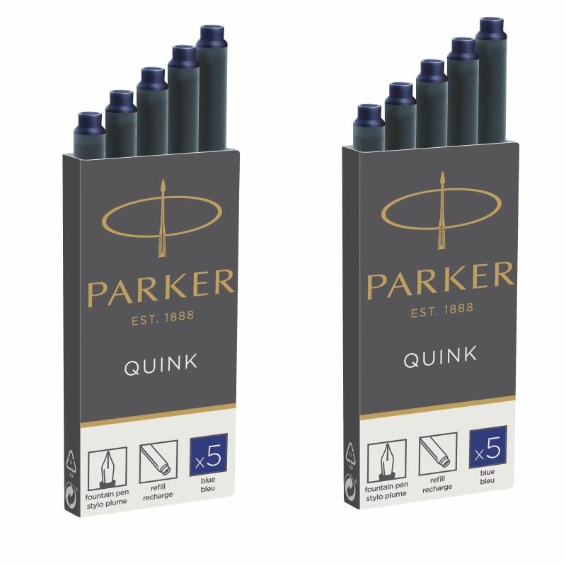 Картридж чернильный Parker для перьевой ручки, 5 штук, синий, 2 уп