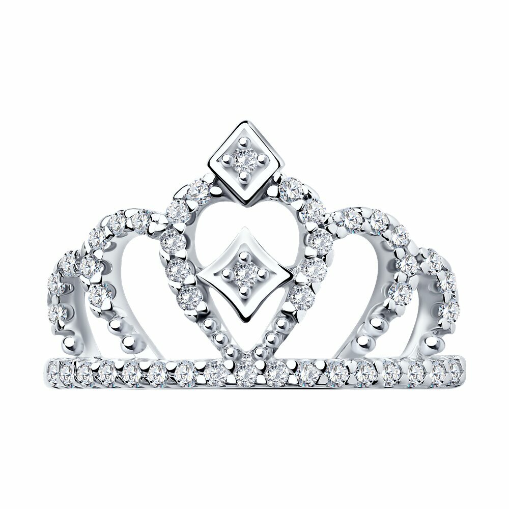 Кольцо, серебро, 925 проба, родирование, фианит