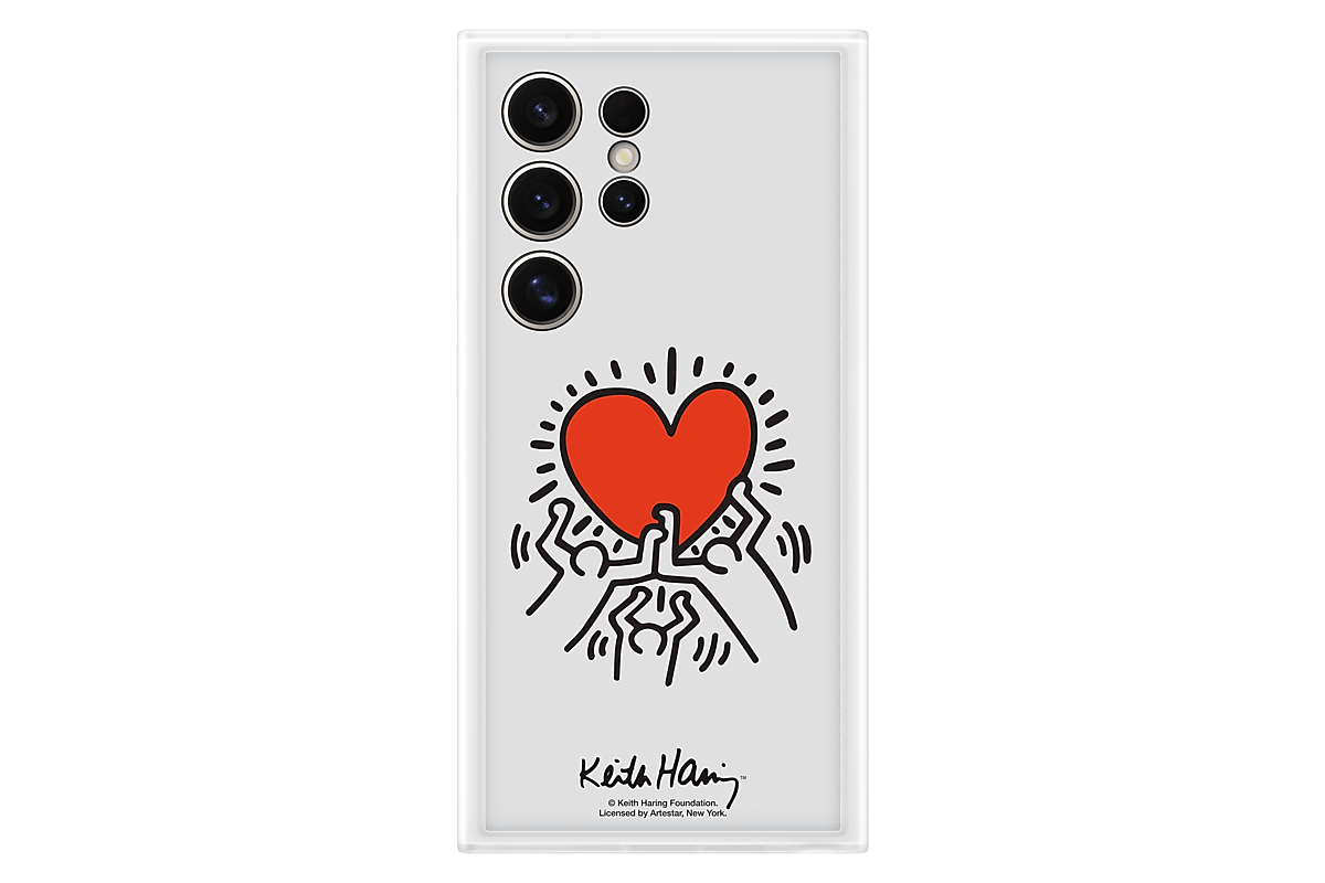 Чехол-накладка Samsung Flipsuit Case S24 Ultra, белый (принт Keith Haring)