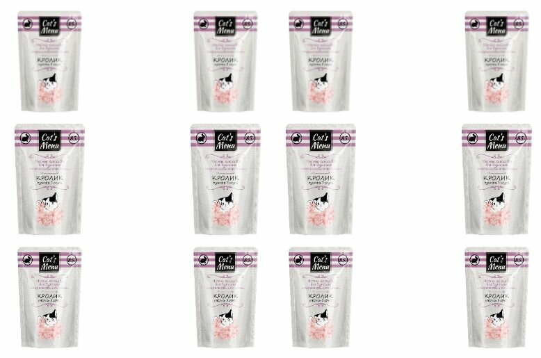 Cat s Menu Влажный корм для взрослых стерилизованных кошек, с кроликом, кусочки в соусе, 85 г, 12 шт