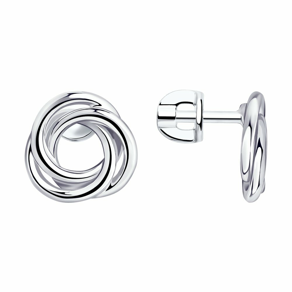 Серьги пусеты, серебро, 925 проба, родирование