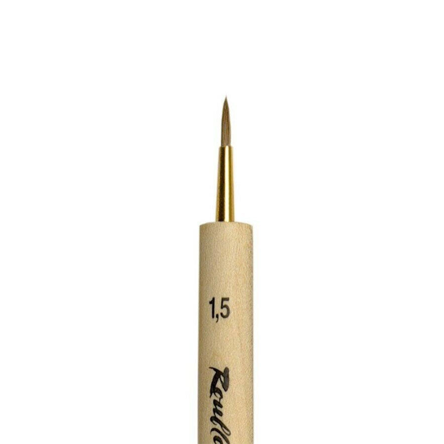 Кисть художественная для рисования Roubloff Миниатюра колонок круглая ручка скошенная утолщенная №1,5