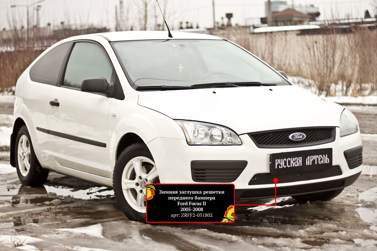 Защитная сетка и зимняя заглушка решетки переднего бампера Ford Focus II 2005-2008