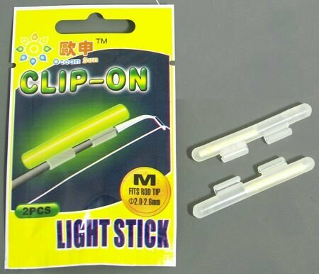 Светлячки рыболовные Ocean Sun с клипсами 2 0-2 6 мм в наборе 2 шт диаметр 4 5 мм длина 49 мм желтый цвет видимость 30 метров