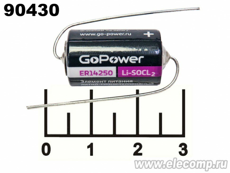 Литиевый элемент 1/2AA 3.6V ER14250 с выводами Gopower