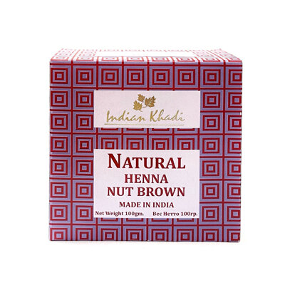Natural Henna NUT BROWN, Indian Khadi (Натуральная Хна для волос орехово-коричневая, Индиан Кхади), 100 г.