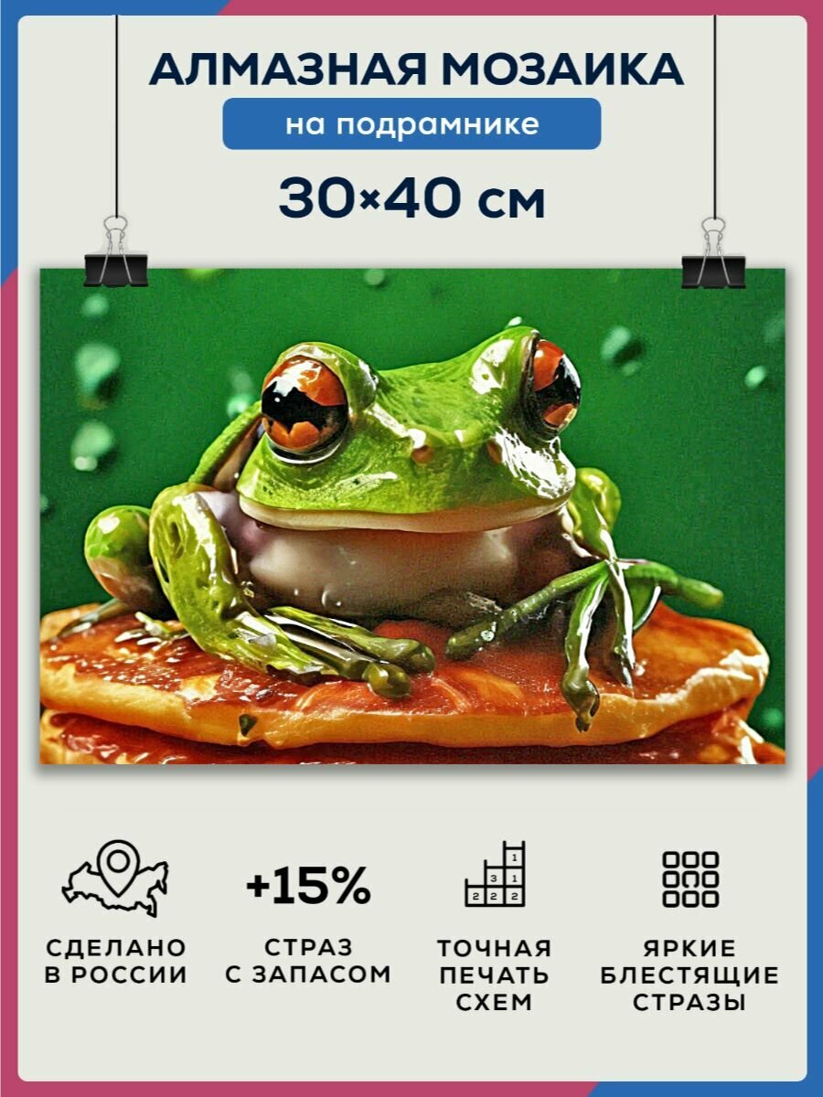 Алмазная мозаика 30x40 Лягушка на подрамнике