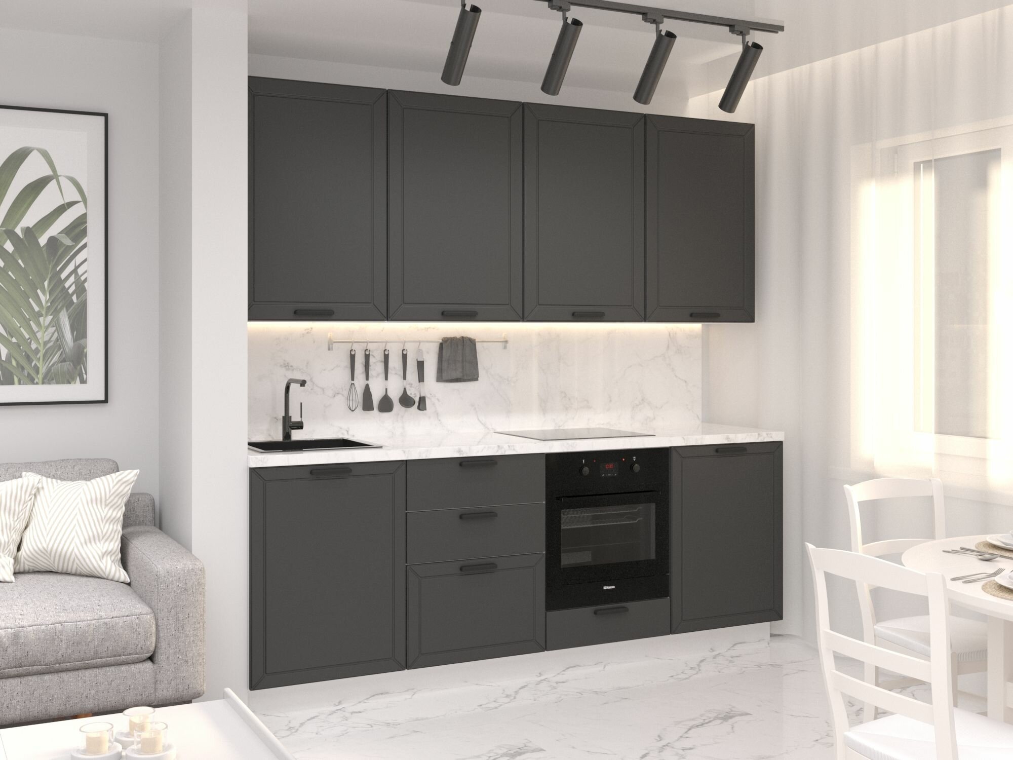 Кухонный гарнитур Глетчер Маренго Силк, 2400 мм