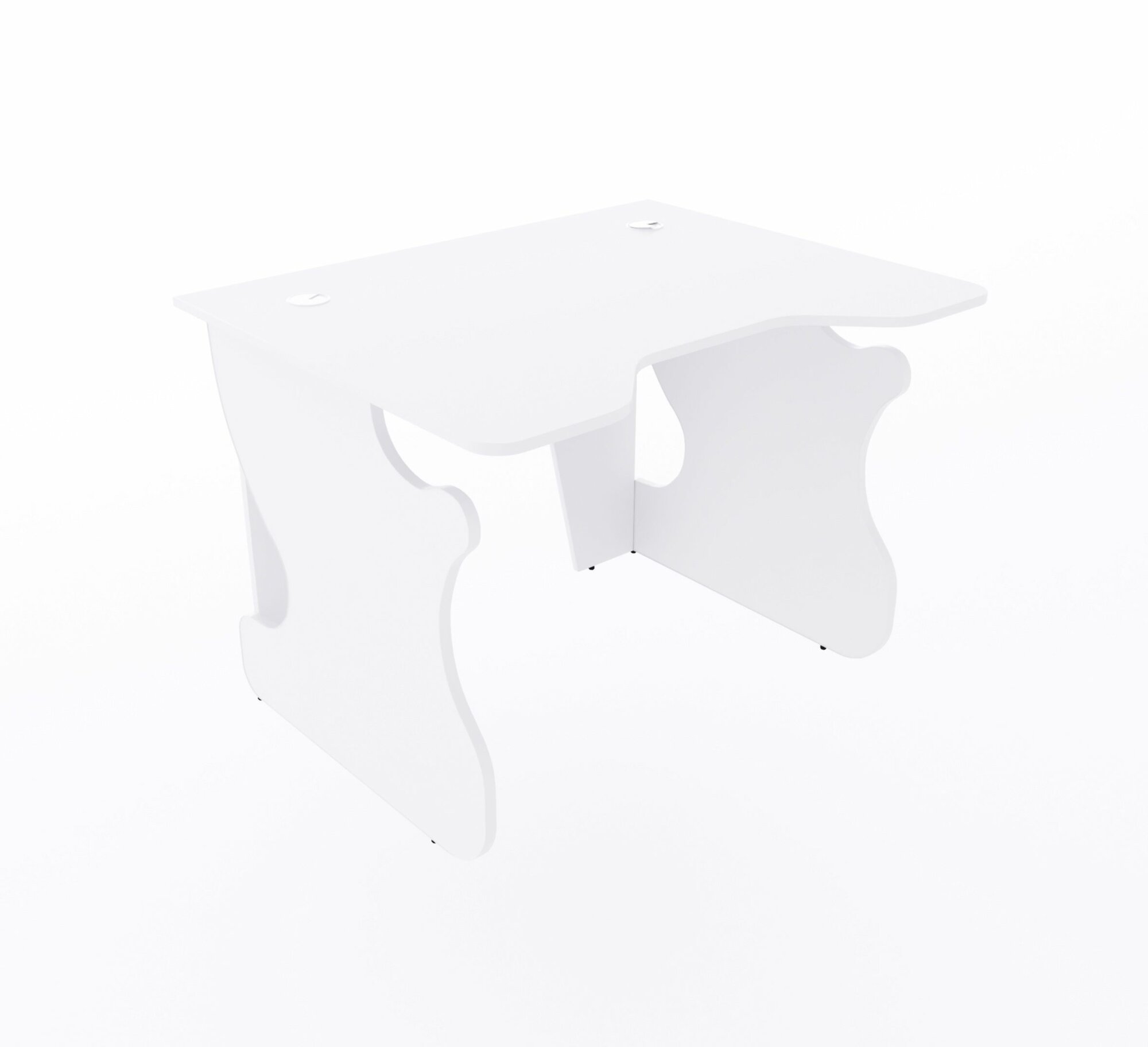 Игровой компьютерный стол "Даги" с полкой для монитора и тумбой, 100x80x75 см, полностью белый