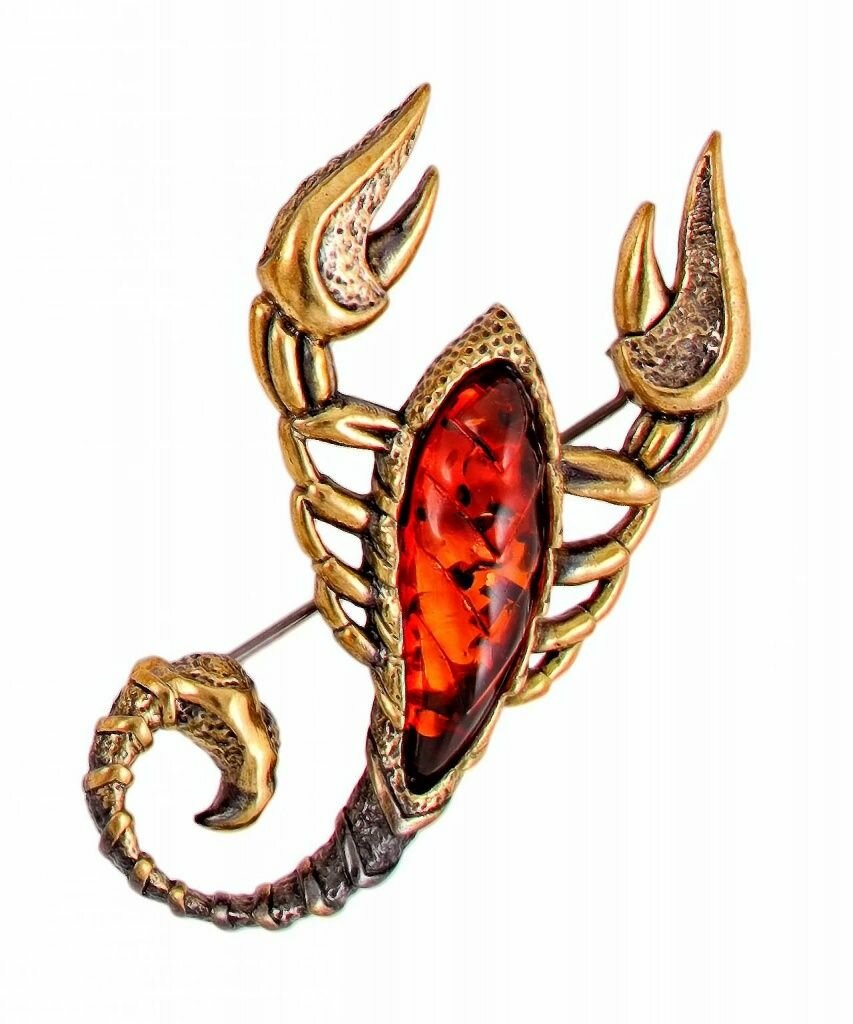 Брошь, янтарь