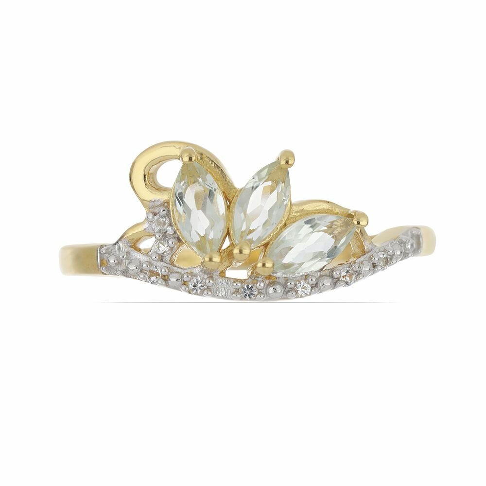 Кольцо тонкое, серебро, 925 проба, золочение, топаз, аметист