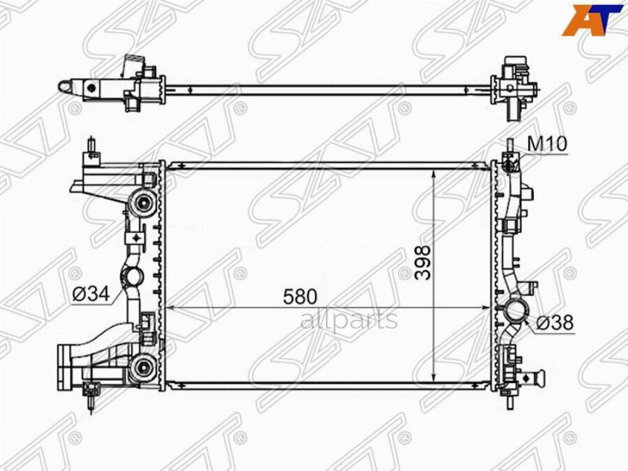 SAT SG-CH0006 Радиатор Chevrolet Cruze 09-18 / Daewoo Lacetti 08-11 / Opel Astra 09-15 / Zafira 11-16 / Chevrolet
