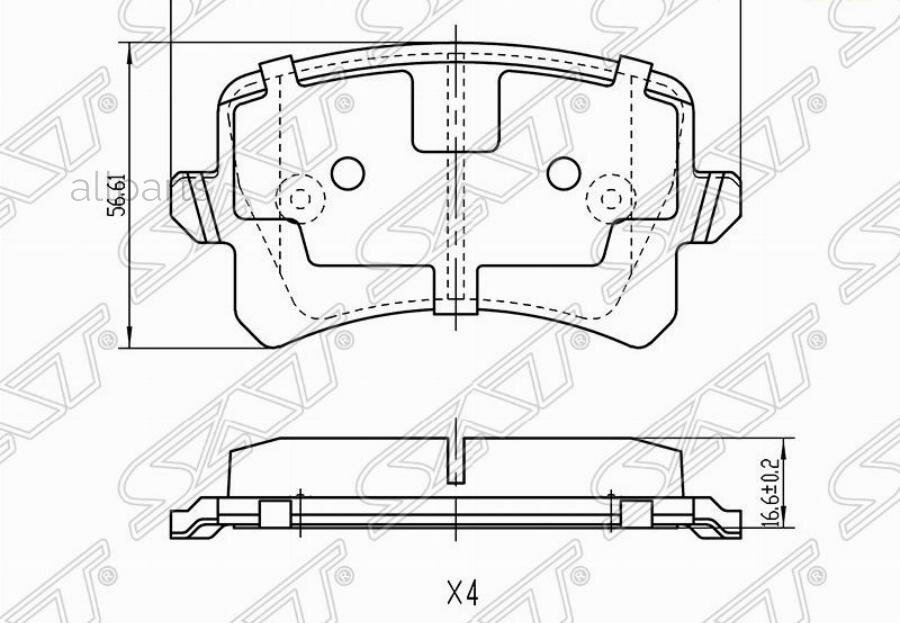 SAT ST-3C0698451F Колодки тормозные (Сзади) Audi A3 03-13 / A4 04-09