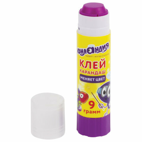 Клей-карандаш цветной юнландия "юнландик И хамелеон", 9 г, обесцвечивающийся после высыхания, 227613