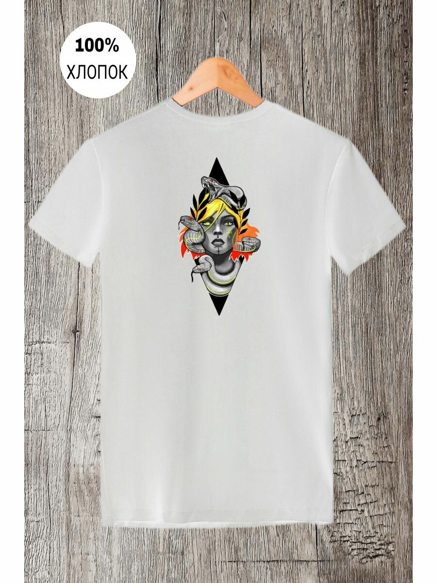 Футболка art лицо женщины со змеями