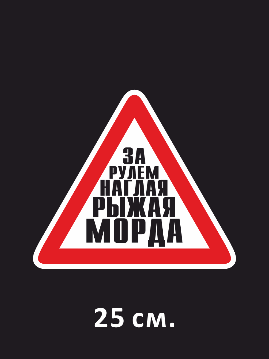 Наклейка на авто За рулём наглая рыжая морда 25 см.