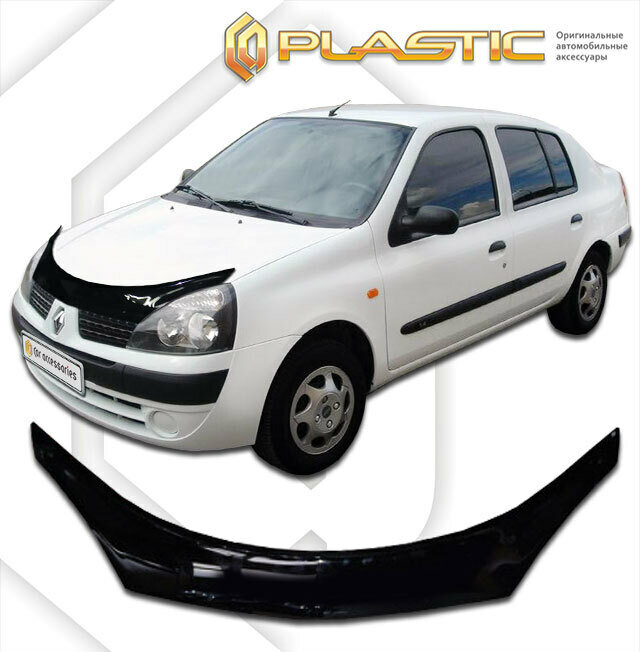 Дефлектор капота для Renault Symbol 2006-2009 Черный глянцевый СА Пластик