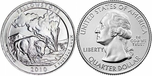США 25 центов 2010 Квотеры Парки США 2 - Йеллоустоун