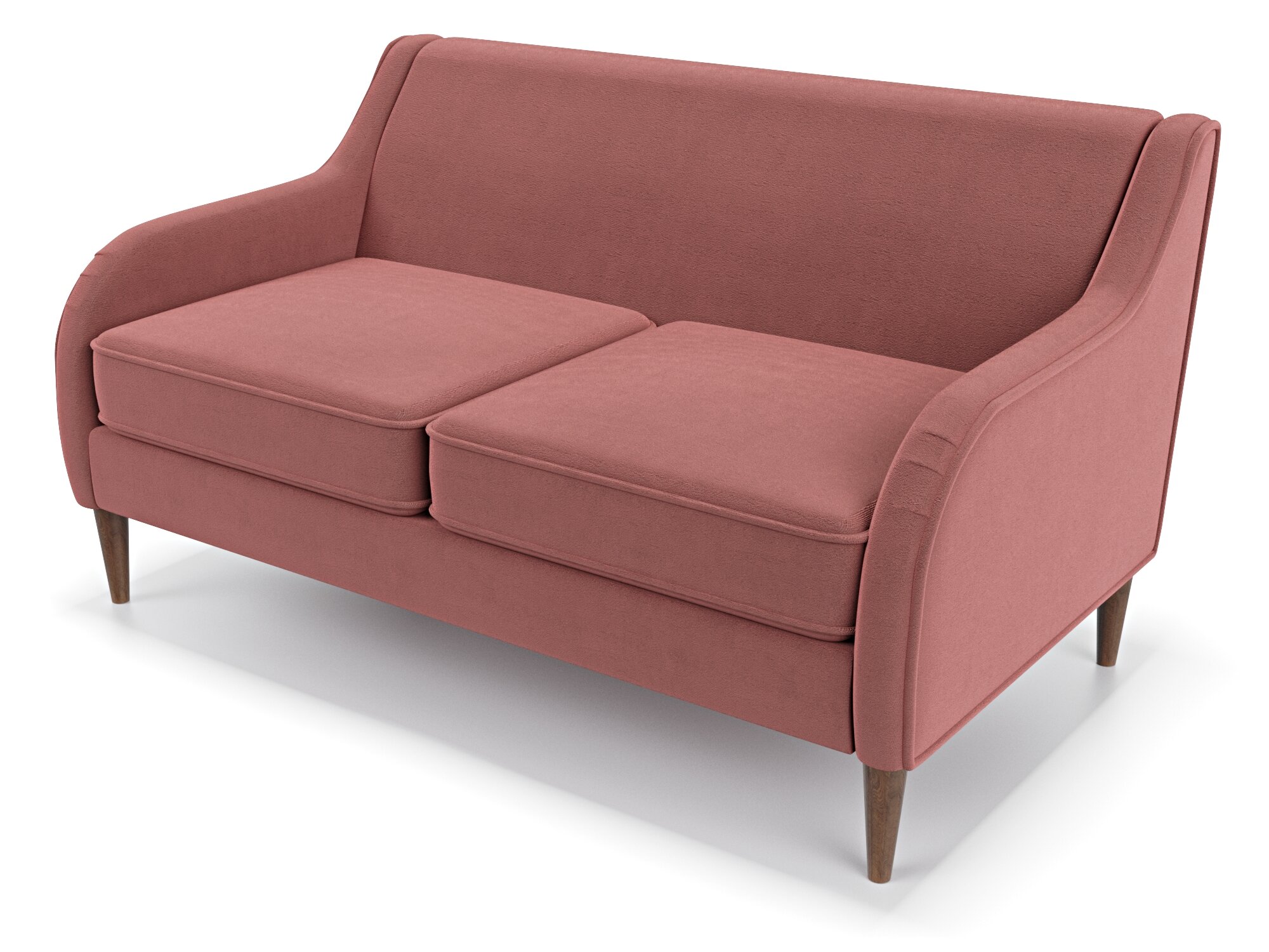Дизайнерский прямой диван Soft Element Вектор Rose, двухместный, велюр, розовый, на дачу, на кухню, маленький, небольшой