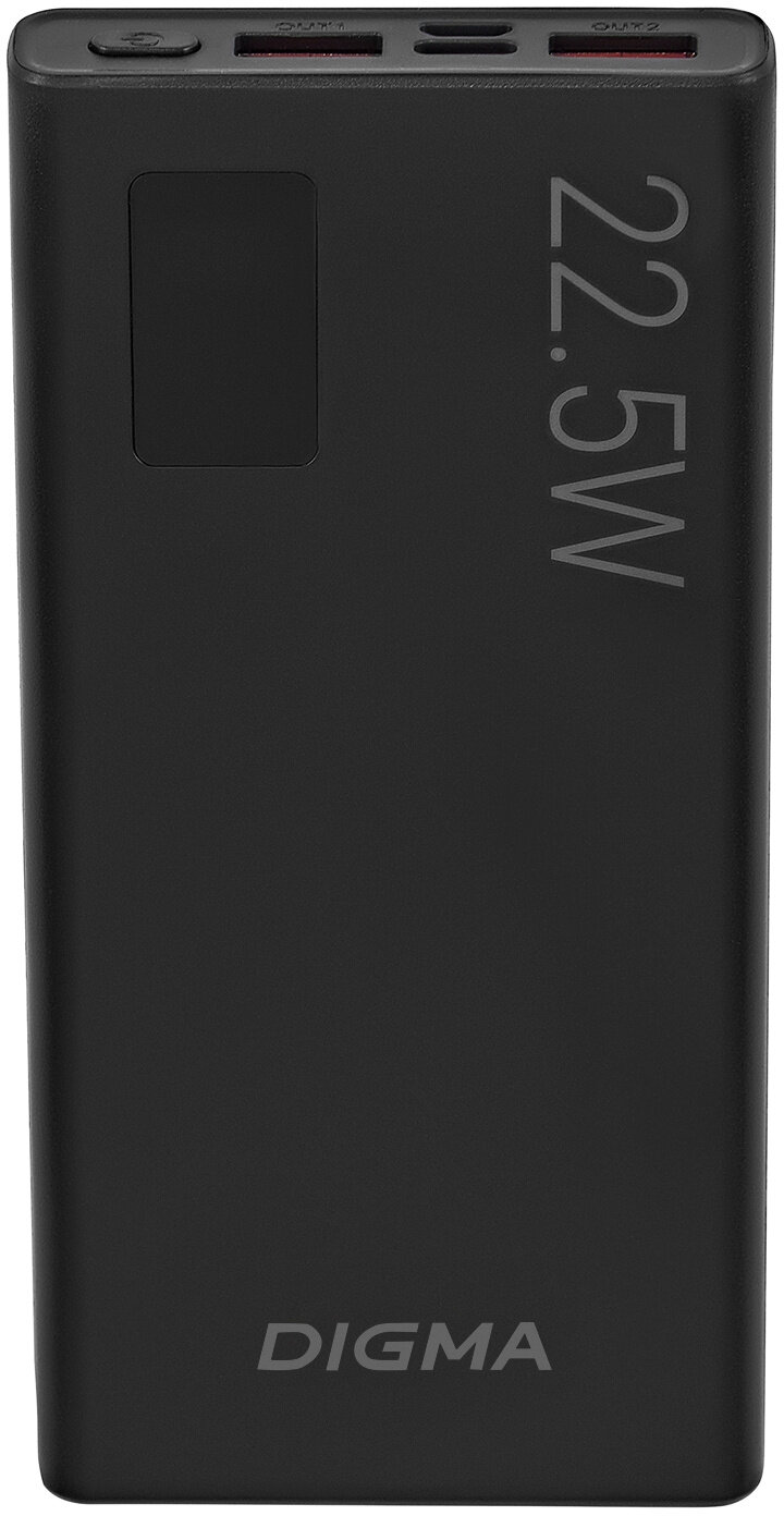 Внешний аккумулятор (Power Bank) Digma DGPF10A, 10000мAч, черный [dgpf10a22pbk]