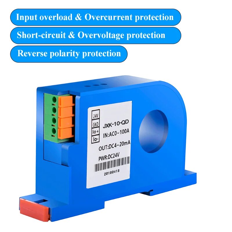 Передатчик постоянного тока 0-400 а 4-20 мА переменного тока передатчик тока 0-10 в датчик тока RS485 Датчик тока передатчик передатчика DC0-50A, 0-5V Output, DC12V Power Supply