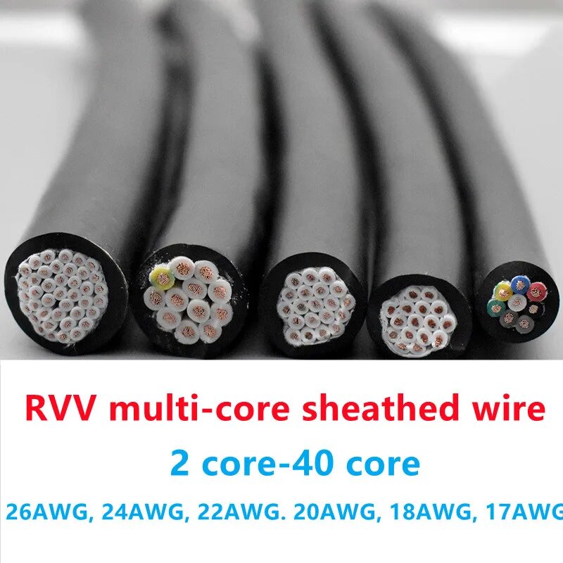МeciKi провод RVV 14-40 ядер медный 2 м 20 cores 2meters, 26 AWG 0.12MM