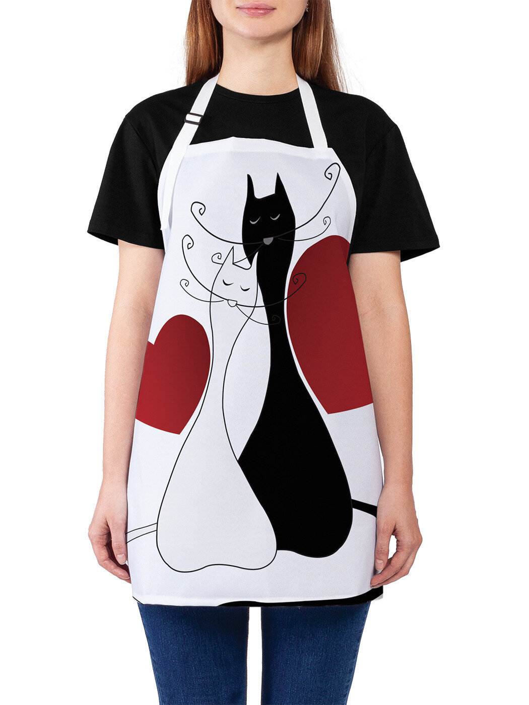 Фартук кухонный JoyArty "Коты и любовь", универсальный размер для женщин и мужчин