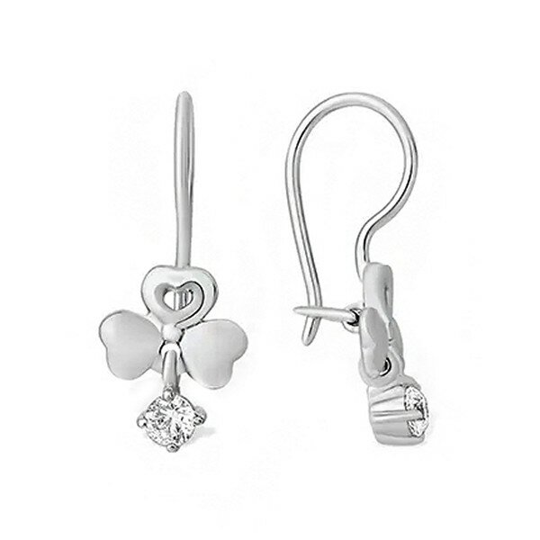 Серьги, серебро, 925 проба, родирование, фианит