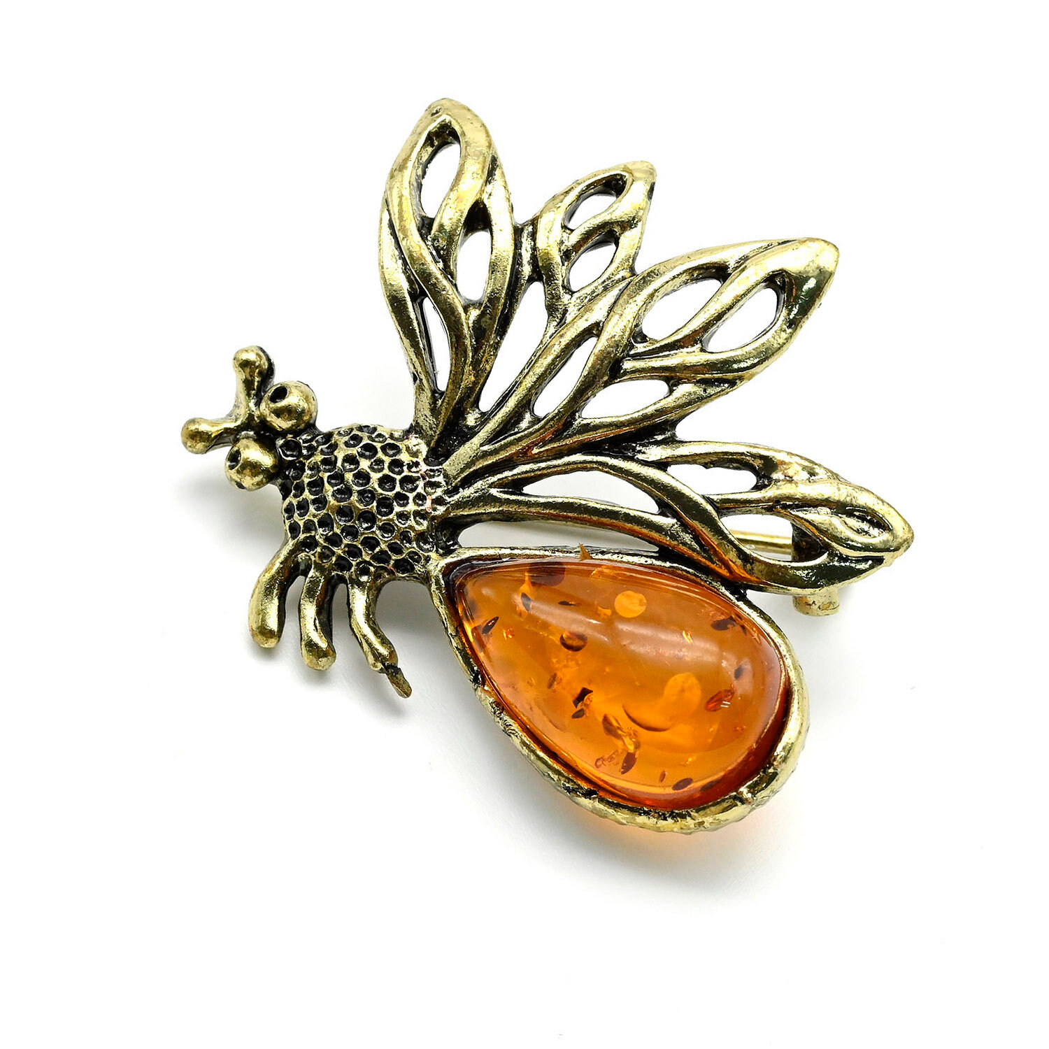 Брошь, янтарь