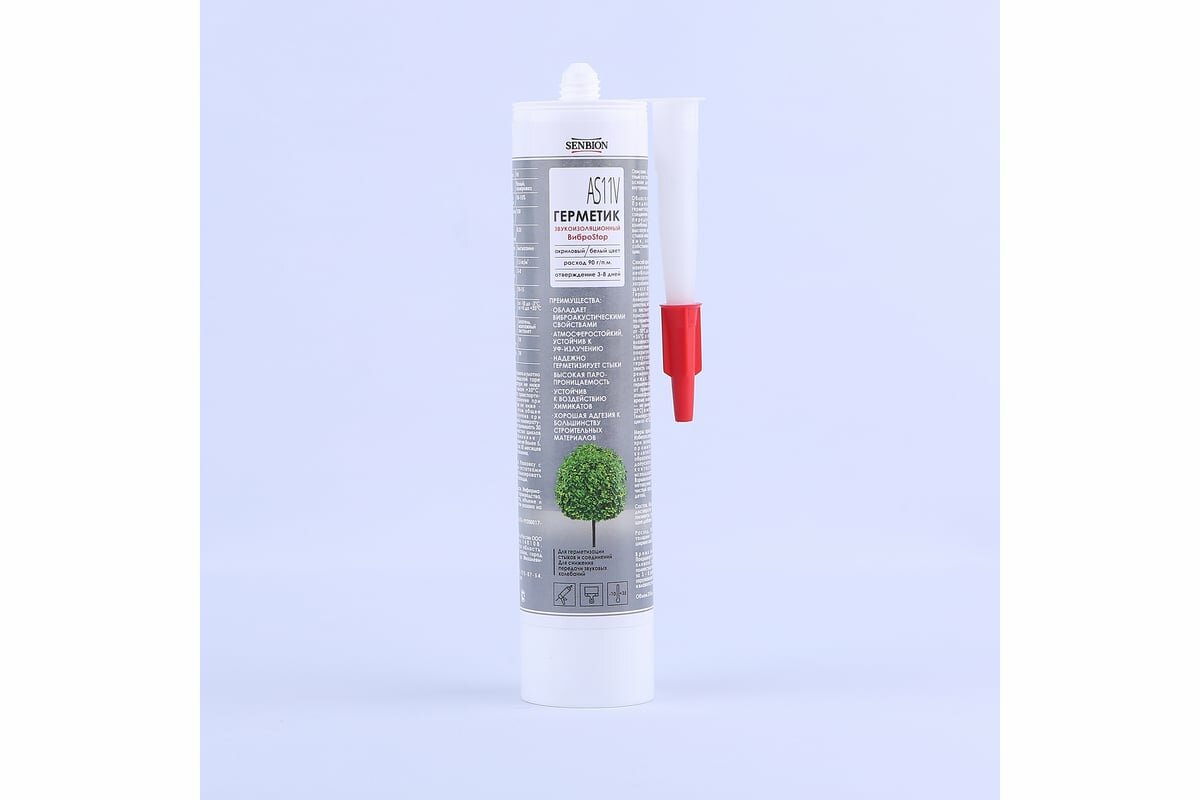 SENBION ВиброStop AS-11 V белый звукоизоляционный герметик для заделки швов и трещин 310мл